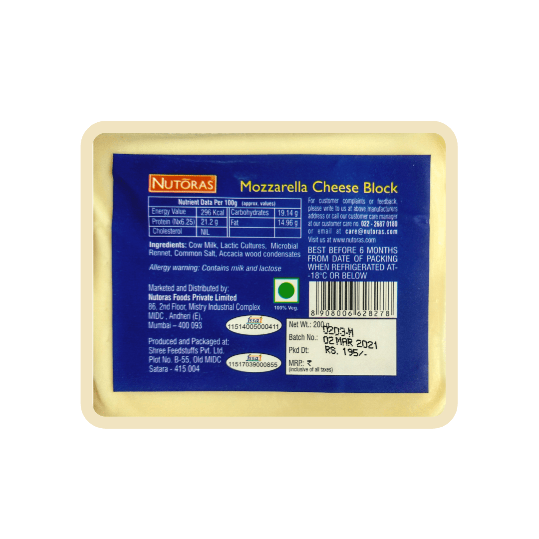 "Fresh and Creamy: Nutoras Mozzarella Cheese Block - Perfect for Pizzas ...